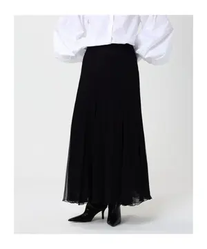 Chloé Pleated Chiffon Midi Skirt