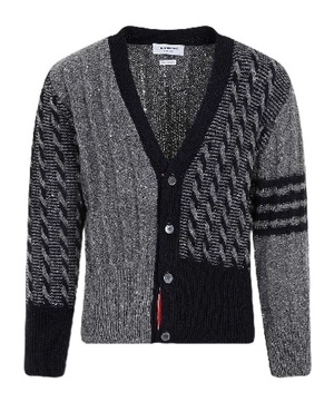 Thom Browne 4-bar Stripe Detailed Cardigan - Medium Gray