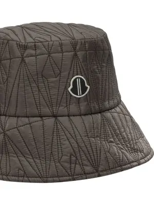 Moncler Logo Embroidered Quilted Bucket Hat - Black