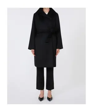 Max Mara Newmang Belted Hooded Coat - Black