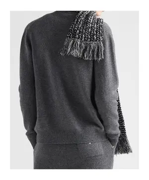 Prada Logo Embroidered Full-zip Knit Cardigan