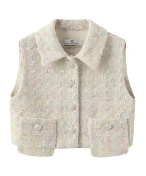 Marissa Chiara Sleeveless Vest With Notched Lapel And Pocket Details - White