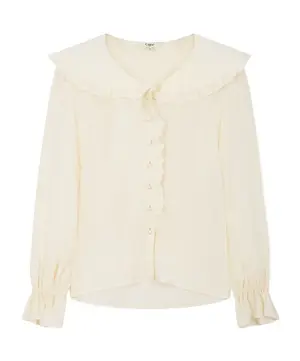 Chloé Ruffled Collar Blouse - White