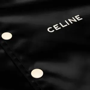 Celine Embroidered Teddy Jacket In Satin-finish Nylon - Black