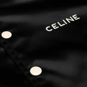 Celine Embroidered Teddy Jacket In Satin-finish Nylon - Black