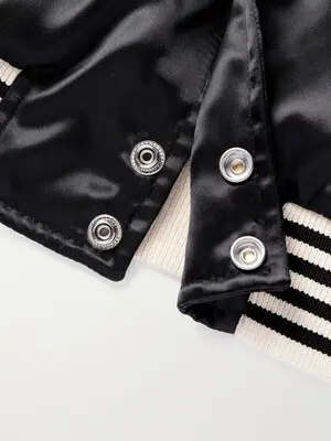 Celine Embroidered Teddy Jacket In Satin-finish Nylon - Black