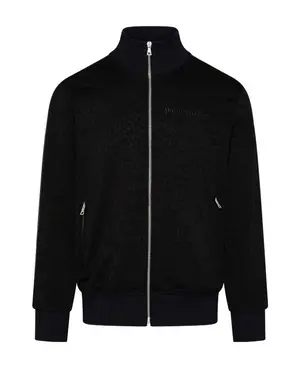 Palm Angels Logo Embroidered Zipped Track Jacket - Black