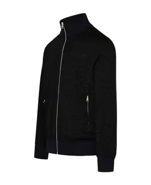 Palm Angels Logo Embroidered Zipped Track Jacket - Black