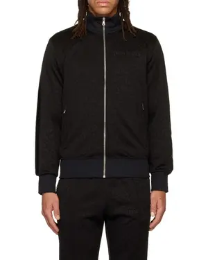 Palm Angels Logo Embroidered Zipped Track Jacket - Black