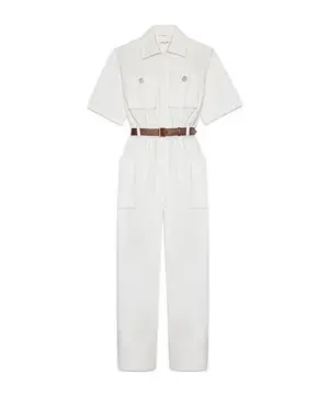 Saint Laurent Jumpsuit In Cotton Gabardine - White