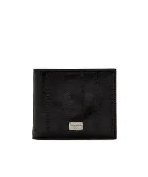 Dolce & Gabbana Dolce Gabbana Logo Plaque Bi-fold Wallet - Black