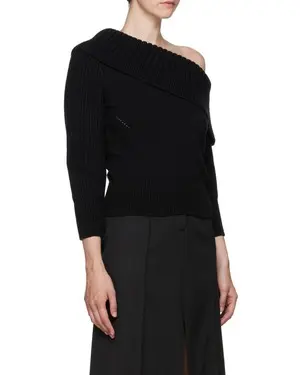 Alexander McQueen Cold-shoulder Asymmetrical Knit Top
