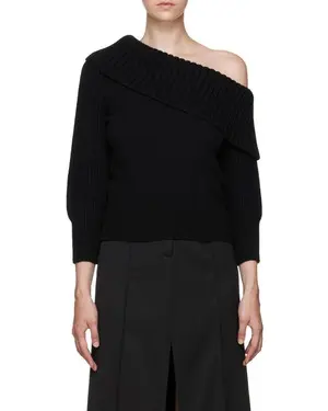 Alexander McQueen Cold-shoulder Asymmetrical Knit Top