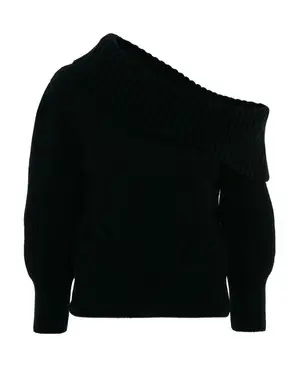 Alexander McQueen Cold-shoulder Asymmetrical Knit Top - Black