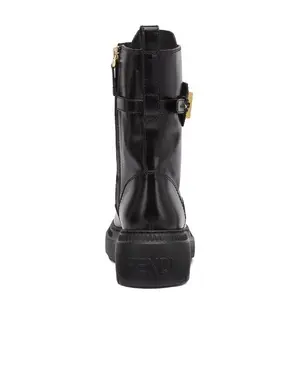 Fendi Logo Plaque Lace-up Biker Boots