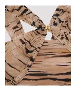 Elisabetta Franchi Tiger Printed Ruched Bodysuit