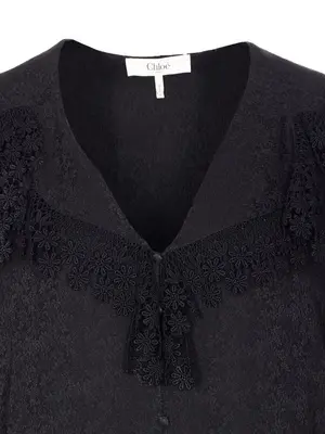 Chloé Long-sleeved Shirt With Graphic Pattern And Lace Embellishments