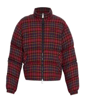 Off-White Tartan Zip-up Down Jacket - Red