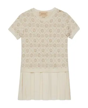 Gucci Double G Geometric Wool Dress
