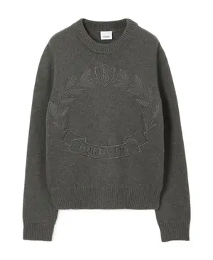 Burberry Embroidered Knitted Jumper - Gray