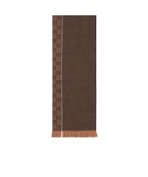 Gucci Gg Wool Jacquard Scarf - Brown