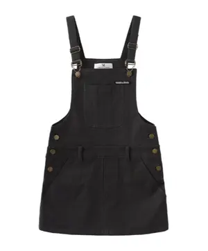Marissa Chiara Canvas Suspender Skirt - Grey