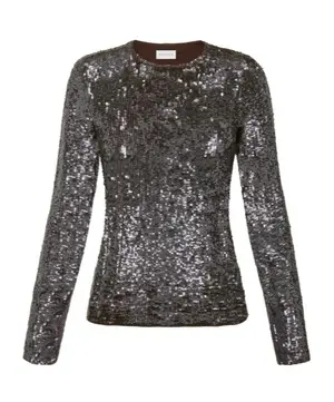 P.a.r.o.s.h Sequin Embellished Crewneck Blouse - Black