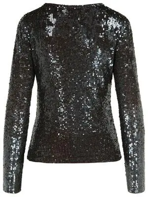 P.a.r.o.s.h Sequin Embellished Crewneck Blouse - Black