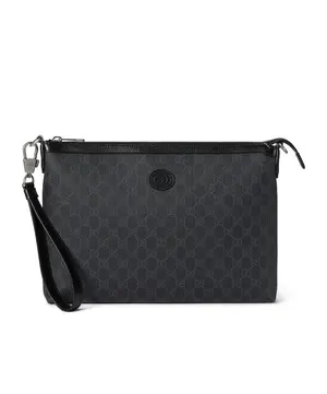 Gucci Monogrammed Crossbody Bag - Black