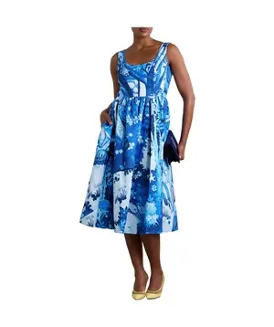 Erdem Sleeveless Round Neck Printed Dress