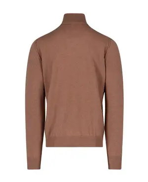 MAISON MARGIELA Logo Rib Roll-neck Jumper - Brown