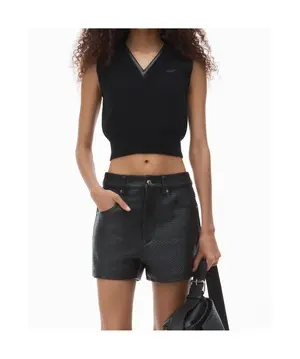 Alexander Wang V-neck Knit Vest With Leather Trim
