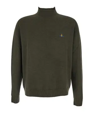 VIVIENNE WESTWOOD Orb Embroidered Fisherman Jumper - Green