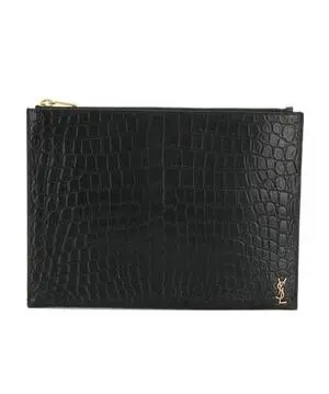 Saint Laurent Tiny Monogram Zippered Tablet Holder - Black