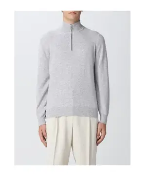 Brunello Cucinelli Funnel-neck Knitted Polo Shirt - Gray