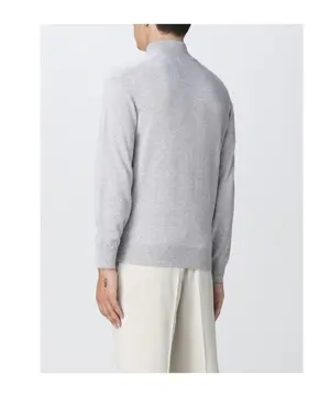 Brunello Cucinelli Funnel-neck Knitted Polo Shirt - Gray