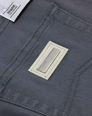 Emporio Armani Straight Barrel Logo Jeans - Gray