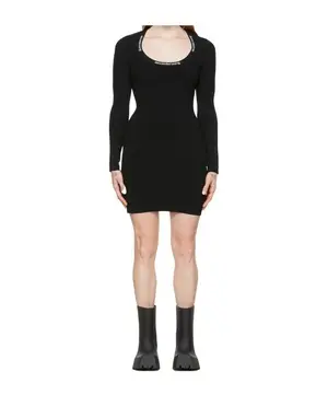 Alexander Wang Logo Jacquard Scoop Neck Mini Dress