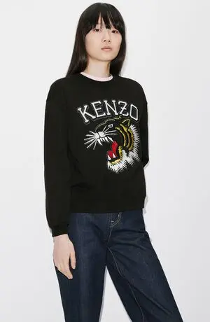 Kenzo Varsity Jungle Embroidered Crewneck Sweatshirt