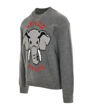 Kenzo Elephant Motif Crewneck Sweater