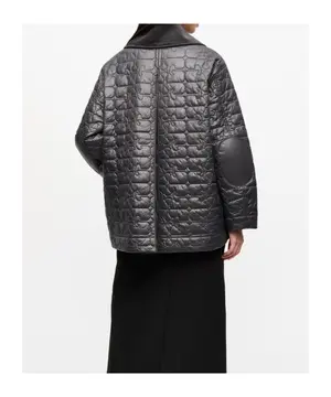 GANNI Quilted Midi Jacket With Pointed Collar - Phantom Black