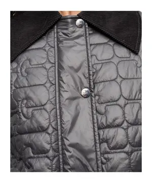 GANNI Quilted Midi Jacket With Pointed Collar - Phantom Black