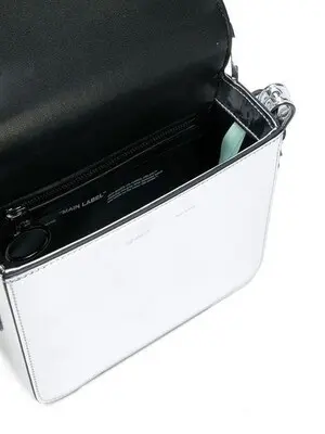 Off-White Mirror Cross-body Bag With Printed Lining And Zip Pocket