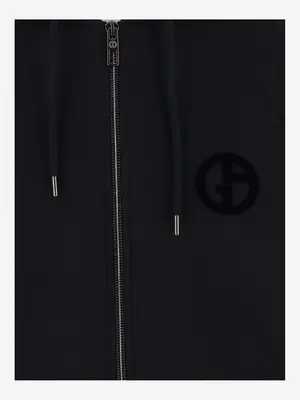 Giorgio Armani Logo Detailed Zip-up Hoodie