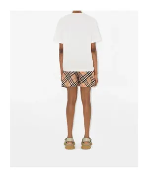 Burberry Check Printed Drawstring Shorts - Sand-colored