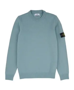 Stone Island Crewneck Jumper With Iconic Compass Badge - Blue