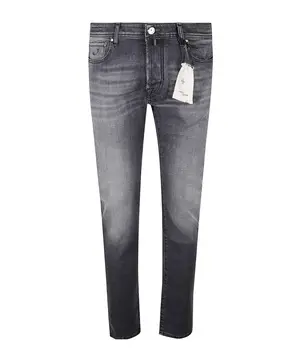 Jacob Cohen Button Fly Jeans With Belt Loops And Five Pockets - Black