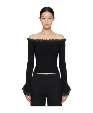 Marissa Chiara Lace Trim Sweater - Black