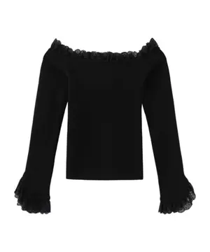 Marissa Chiara Lace Trim Sweater - Black