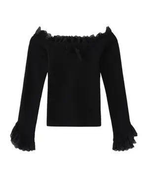Marissa Chiara Lace Trim Sweater - Black